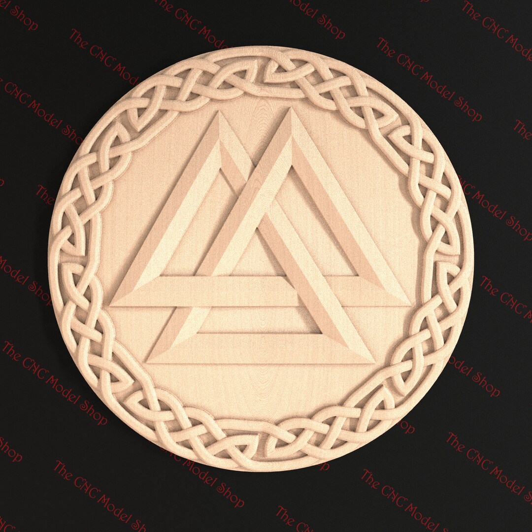 Norse Wall Art Featuring Valknut Symbol, 3d Stl Relief File for Cnc ...
