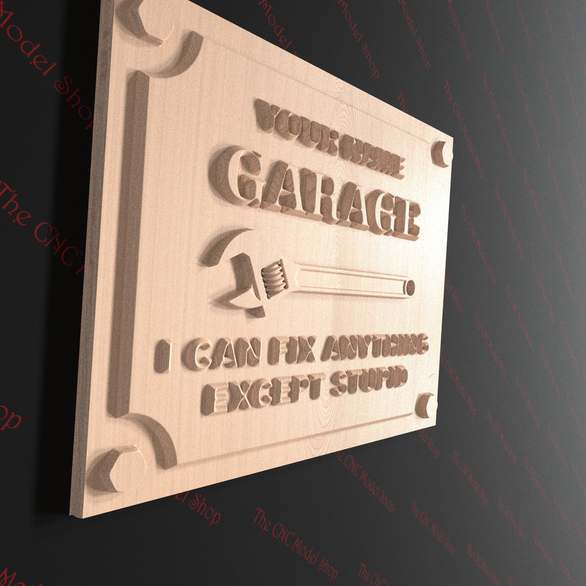 3D Relief STL File of a Customizable Garage Sign for CNC - Etsy