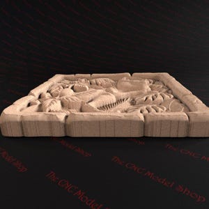 Velociraptor Jungle Scene 3D STL Relief File for CNC Router Carving or ...