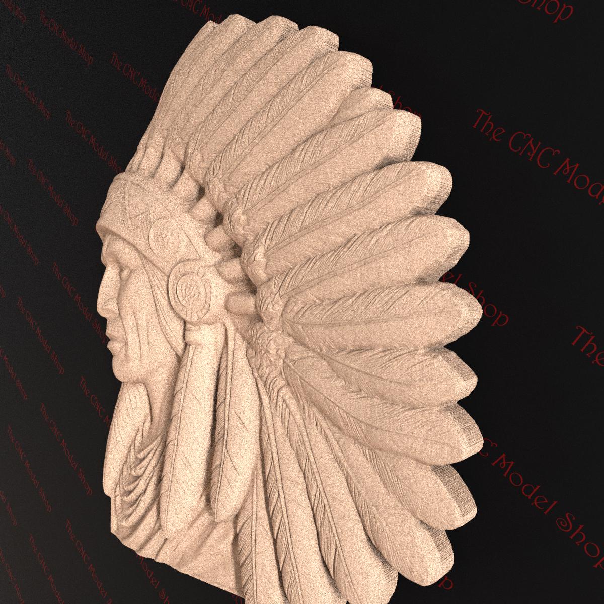3D STL Relief File of a Native American Chief for Cnc Router Carving ...