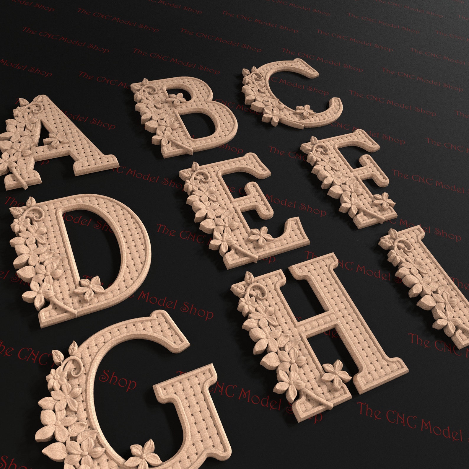 26 Pcs. 3D Relief STL File for CNC of All Letters in the English ...
