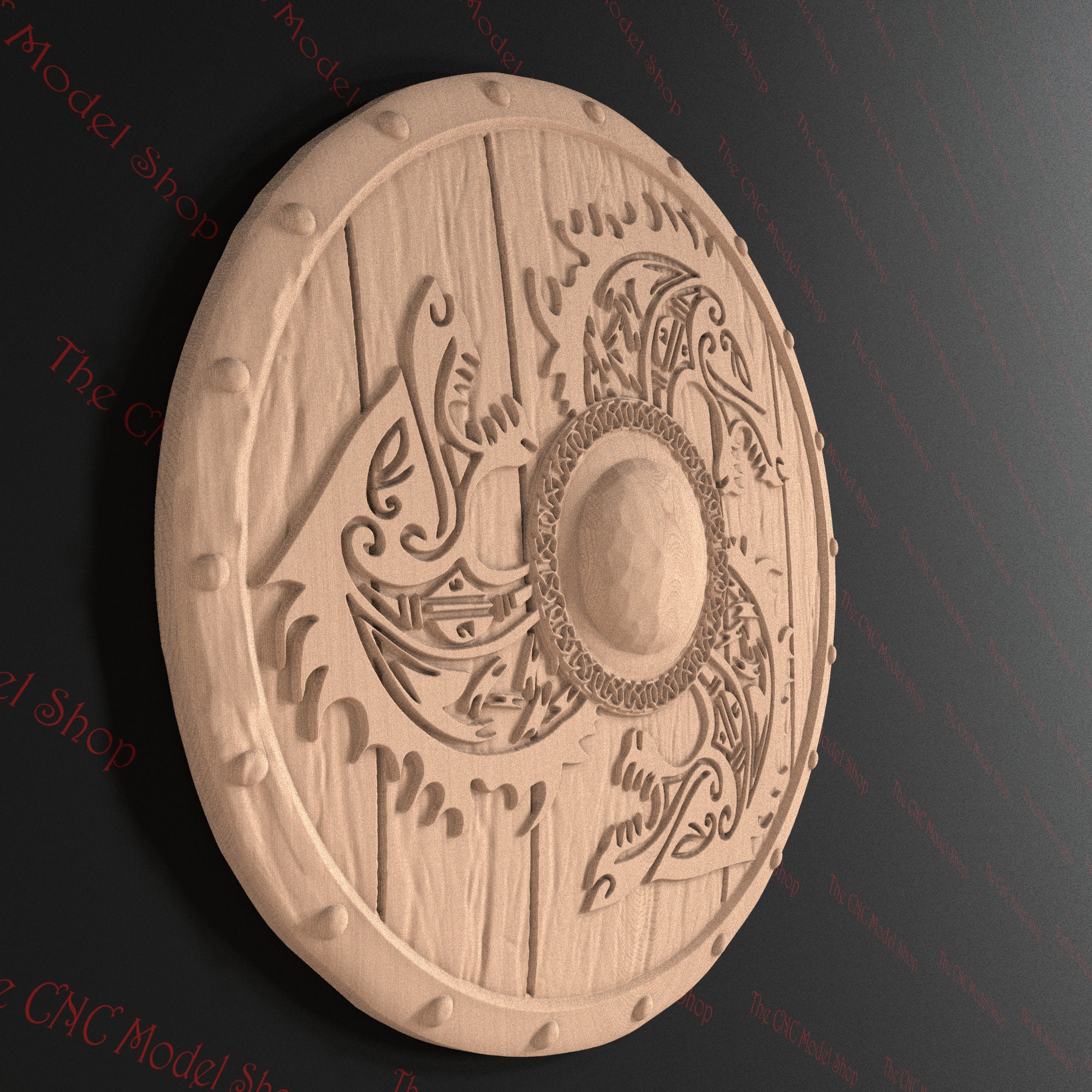 Viking Shield Wall Art, 3d Stl Relief File for Cnc Router Carving ...