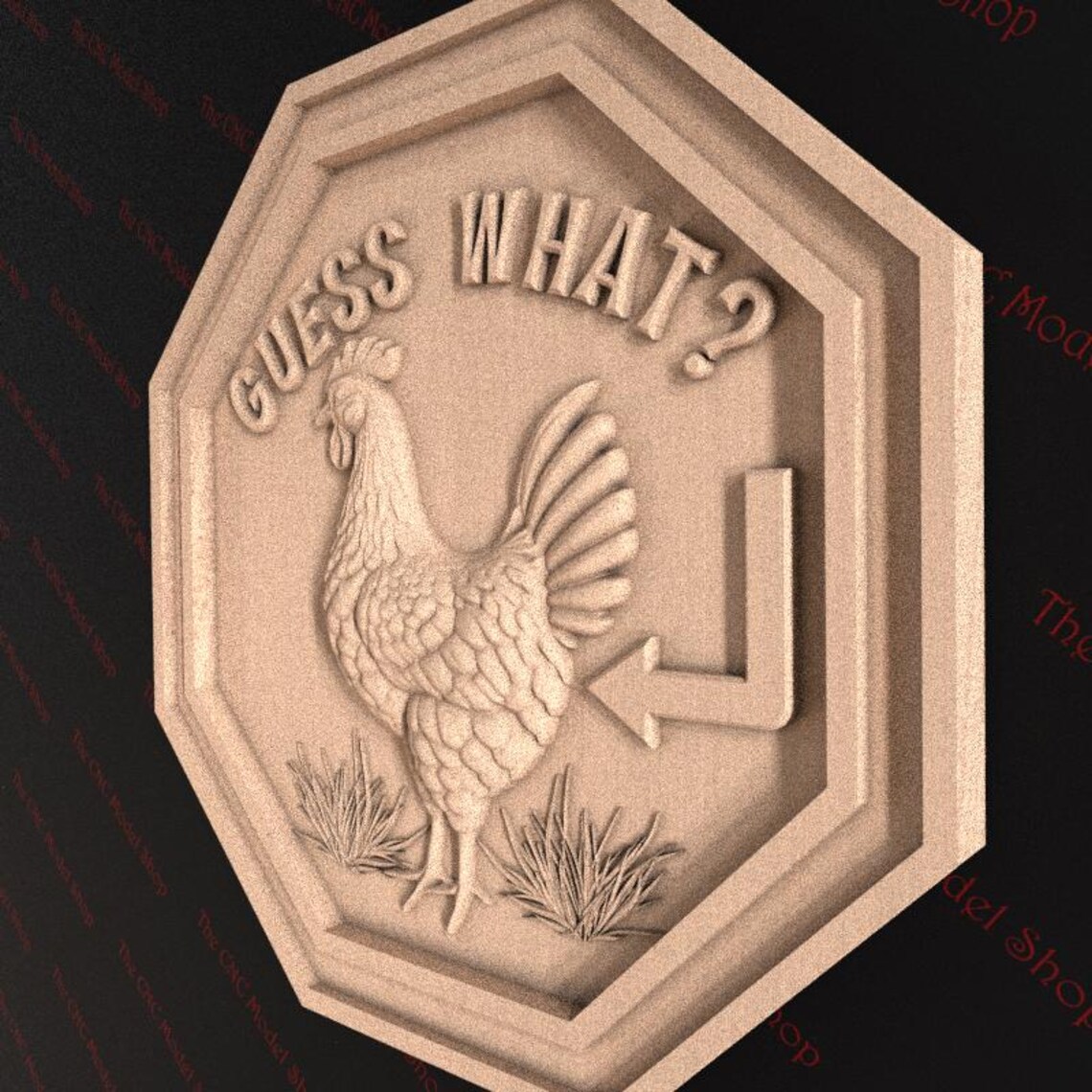 Funny Chicken Sign 3D Relief STL File for CNC Router Carving or 3D ...