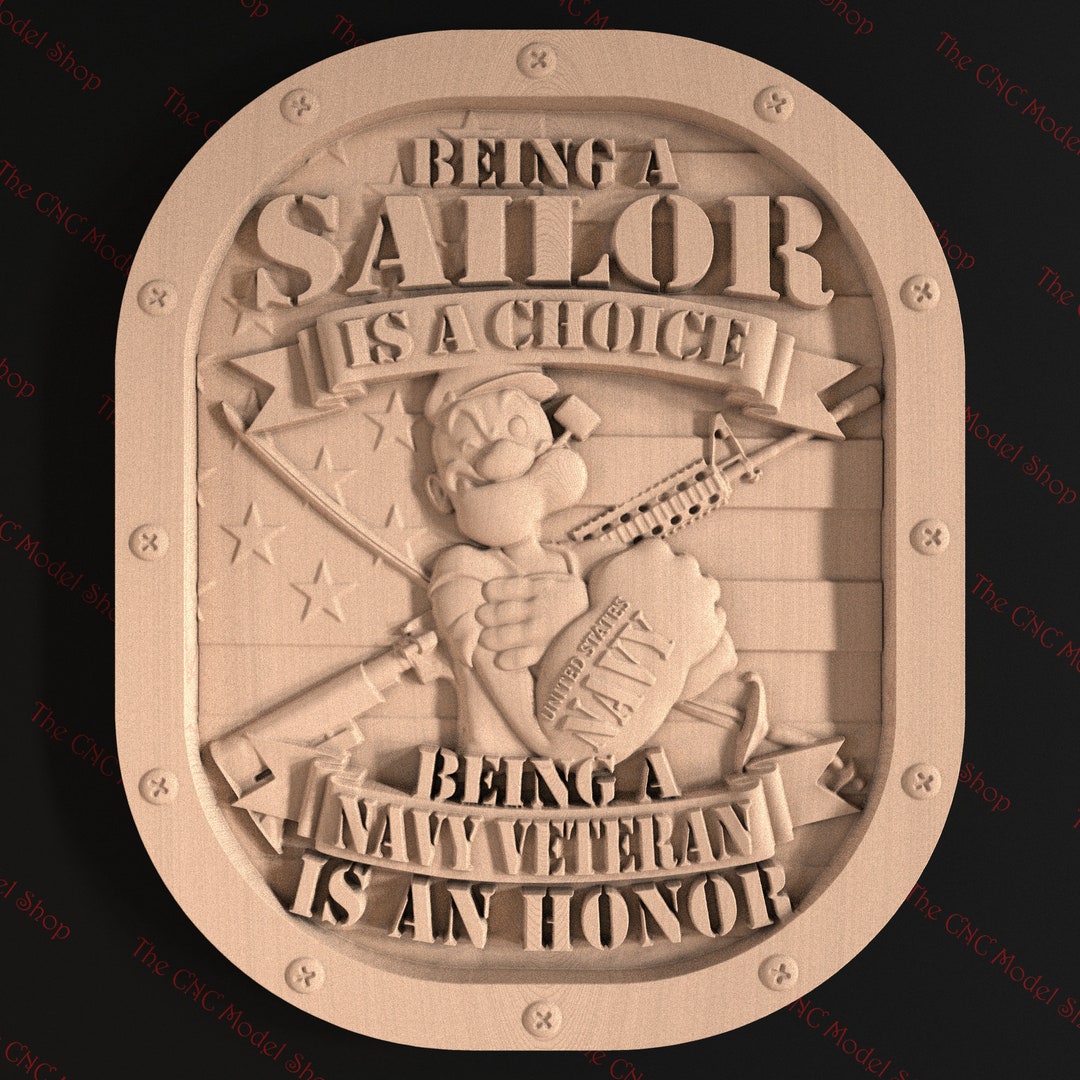 Navy Veteran an Honor Wall Art, 3D STL Relief File for CNC Router ...