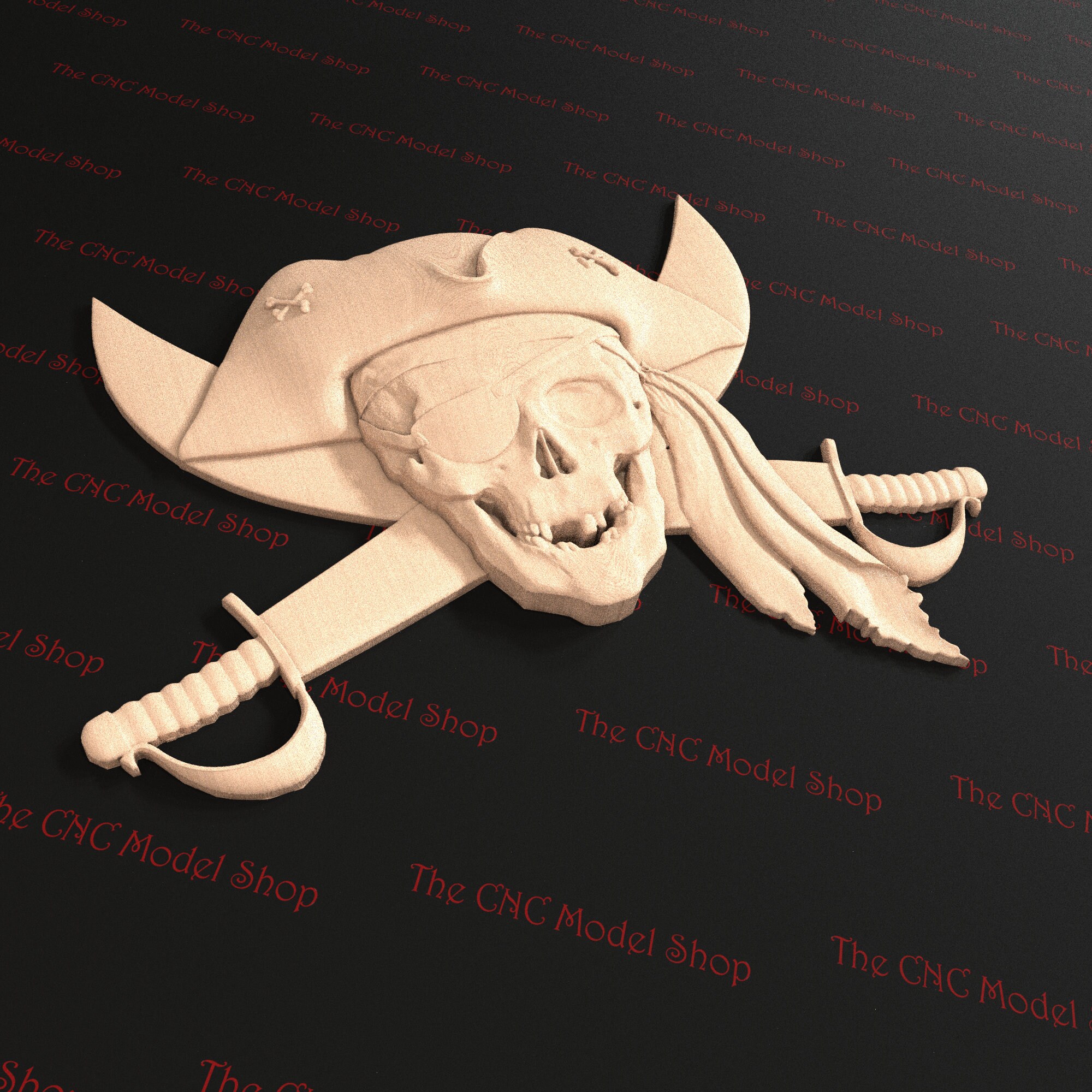 Pirate Skull and Swords, 3d Stl Relief File for Cnc Router Carving ...