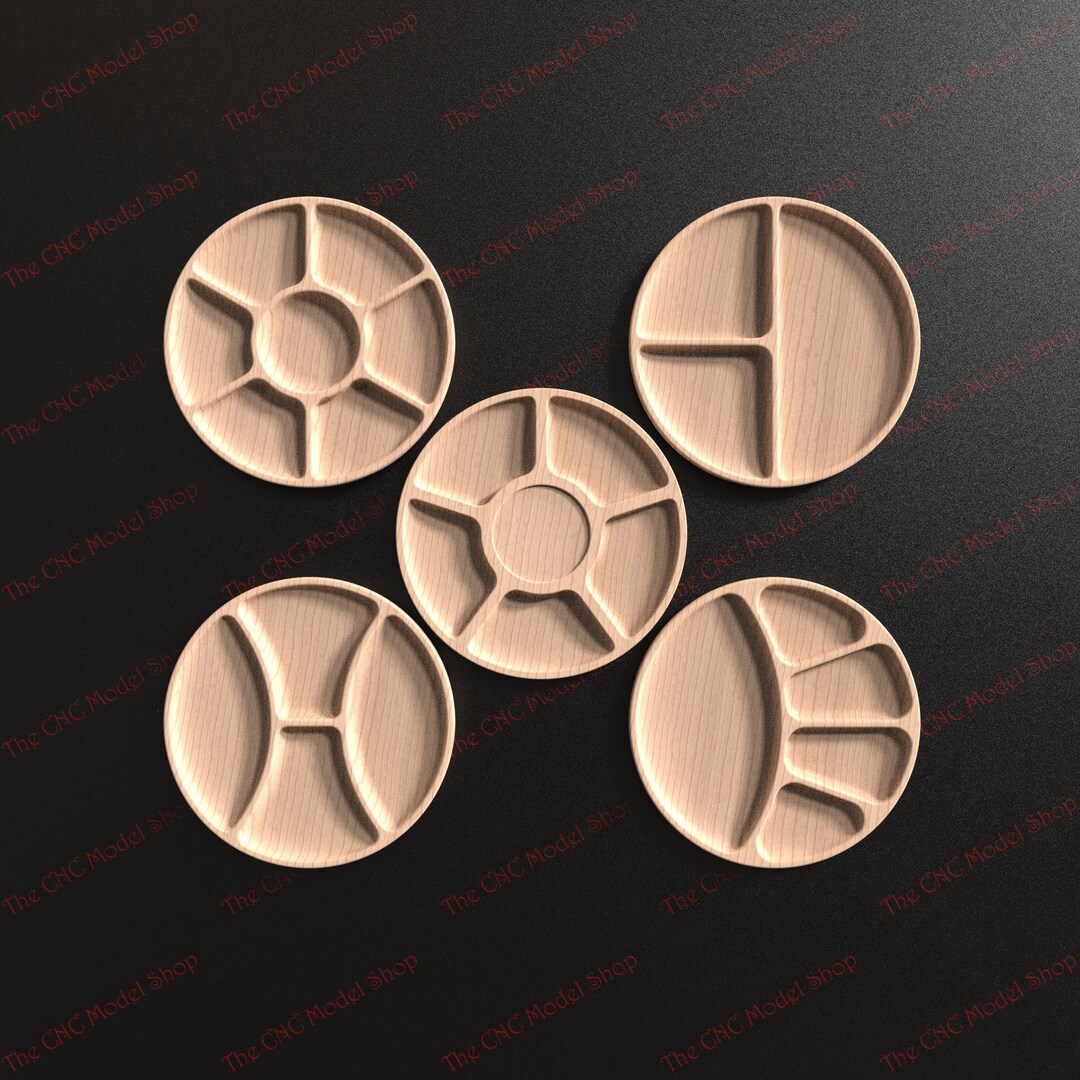 5 Pcs. 3D STL File of Circular Tray Pack #2 for CNC Router Carving - Etsy