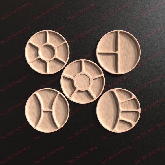 5 Pcs. 3D STL File of Circular Tray Pack 2 for CNC Router - Etsy