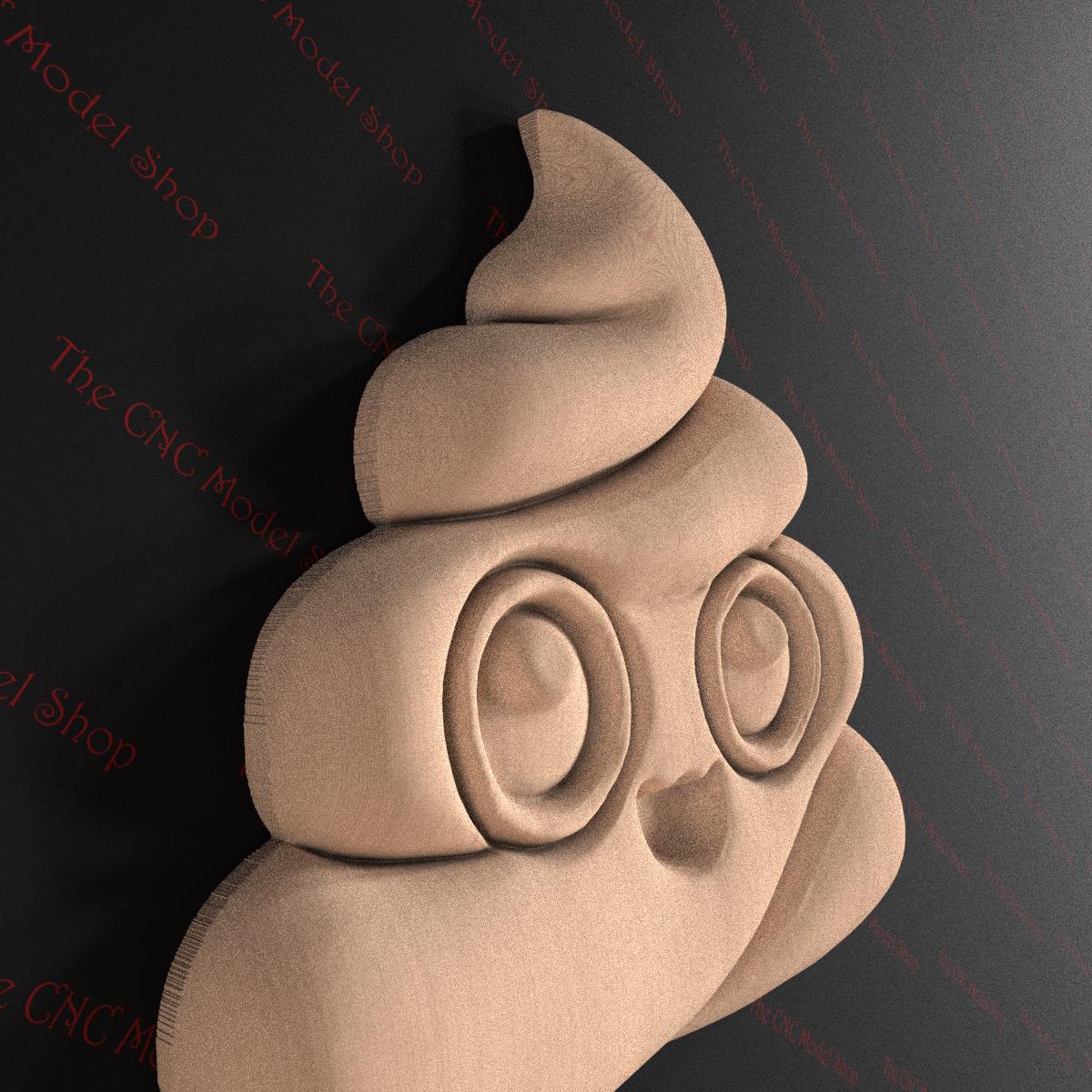 Cute Smiling Poop Emoji 3D Relief STL File for CNC Router or 3D ...