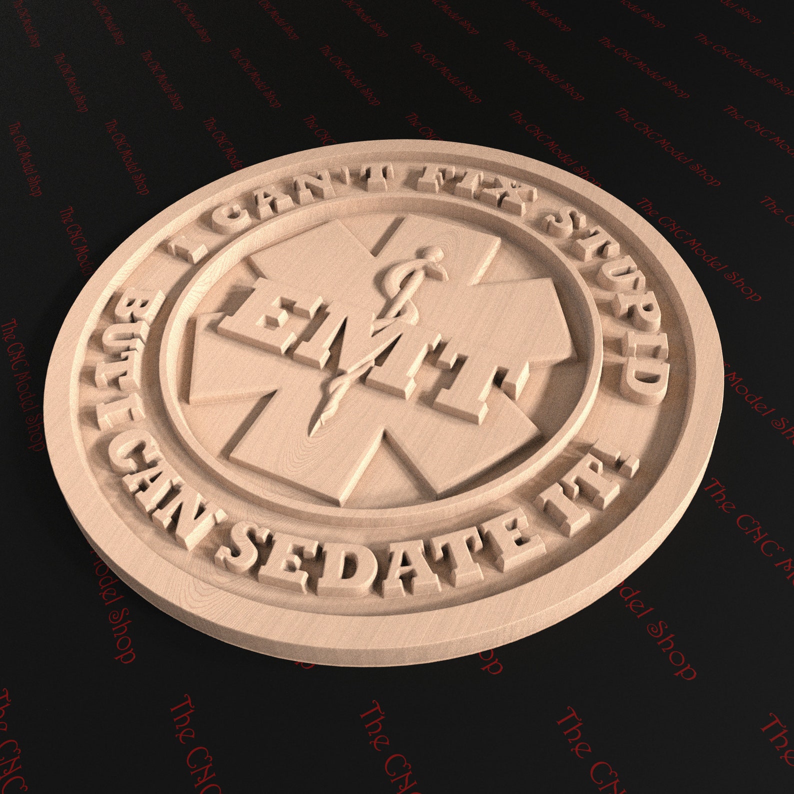 EMT Sign, Can't Fix... 3d .stl Relief CNC Router File for Cnc Carving ...