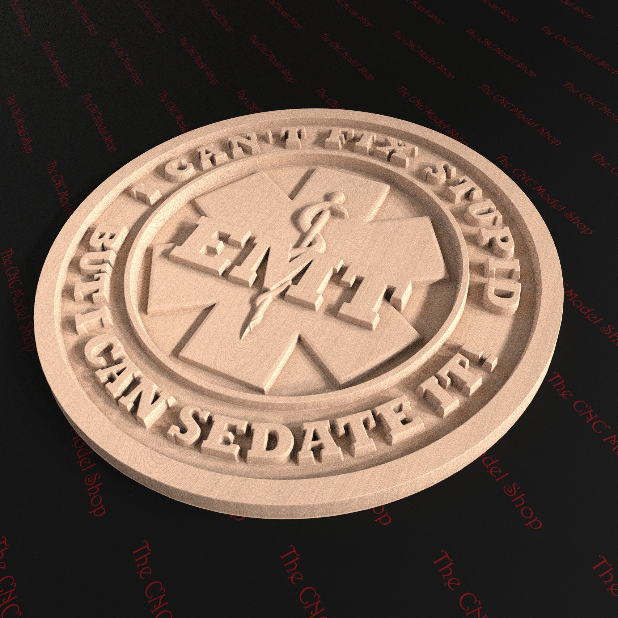 EMT Sign, Can't Fix... 3d .stl Relief CNC Router File for Cnc Carving ...
