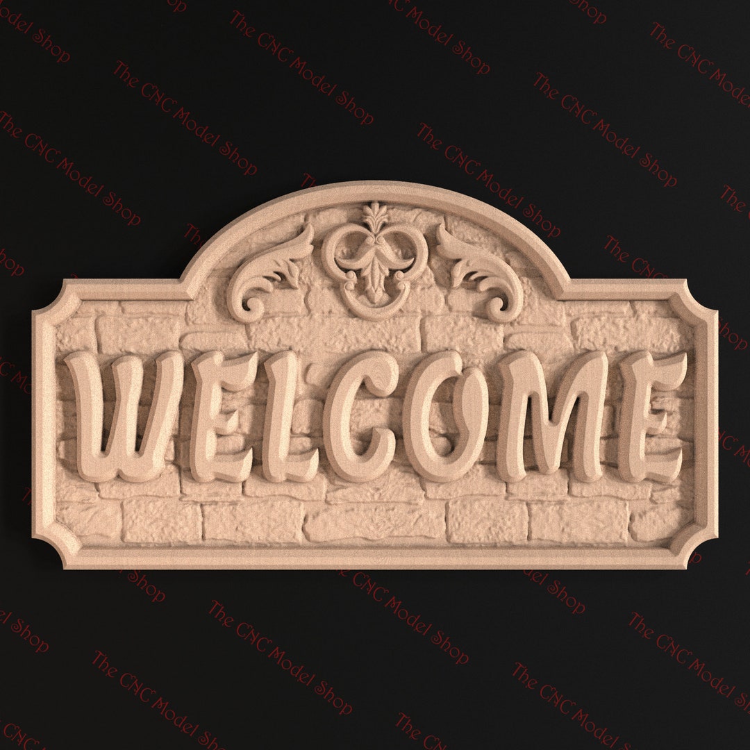 Welcome Sign, 3D Relief STL File for CNC Router Carving - Etsy