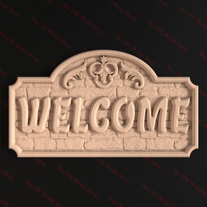 Welcome Sign, 3D Relief STL File for CNC Router Carving - Etsy