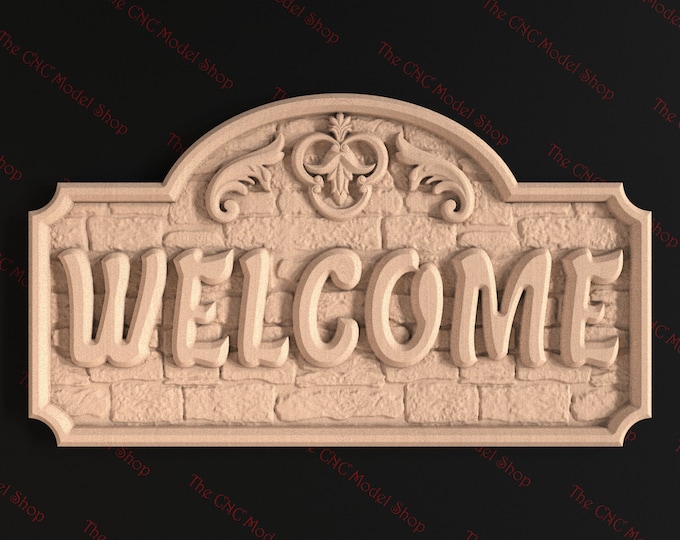 Welcome Sign, 3D Relief STL File for CNC Router Carving - Etsy Canada
