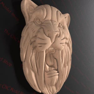 Roaring Sabertooth Tiger 3D STL Relief File for CNC Router Carving or ...
