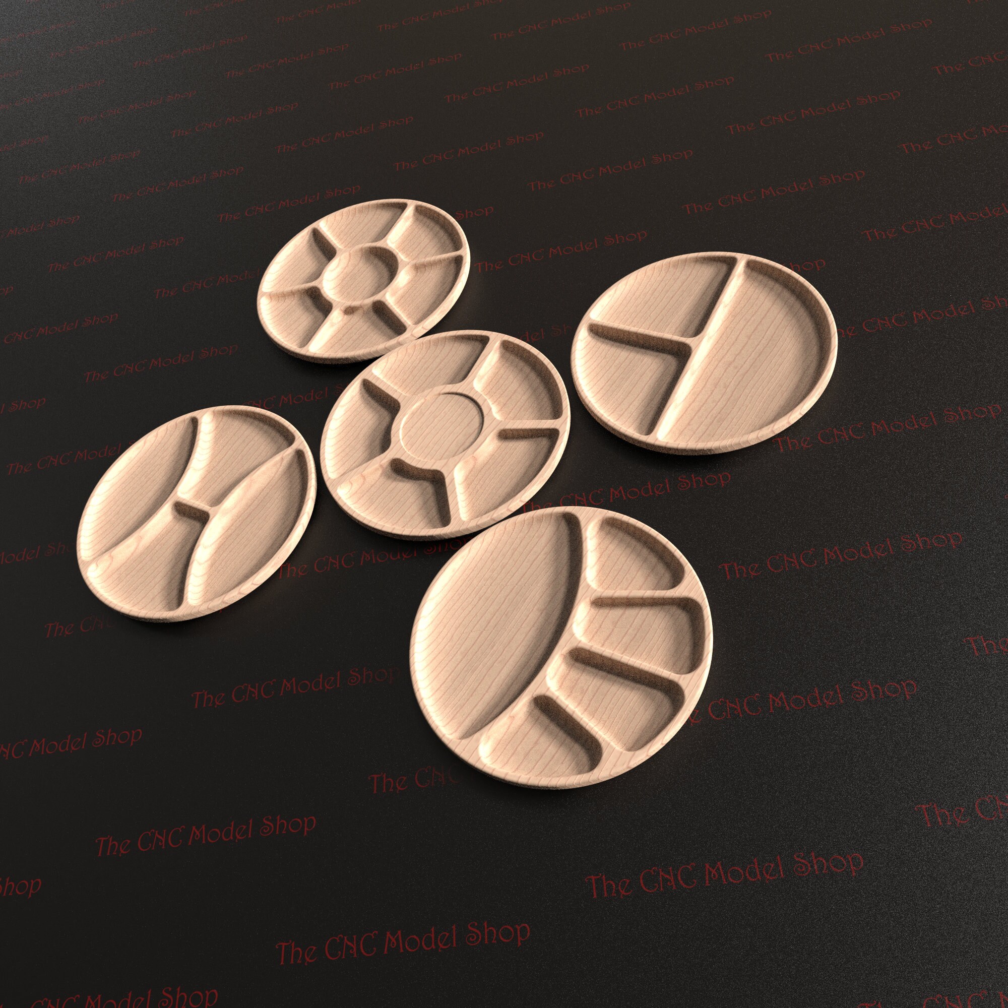 5 Pcs. 3D STL File of Circular Tray Pack 2 for CNC Router - Etsy