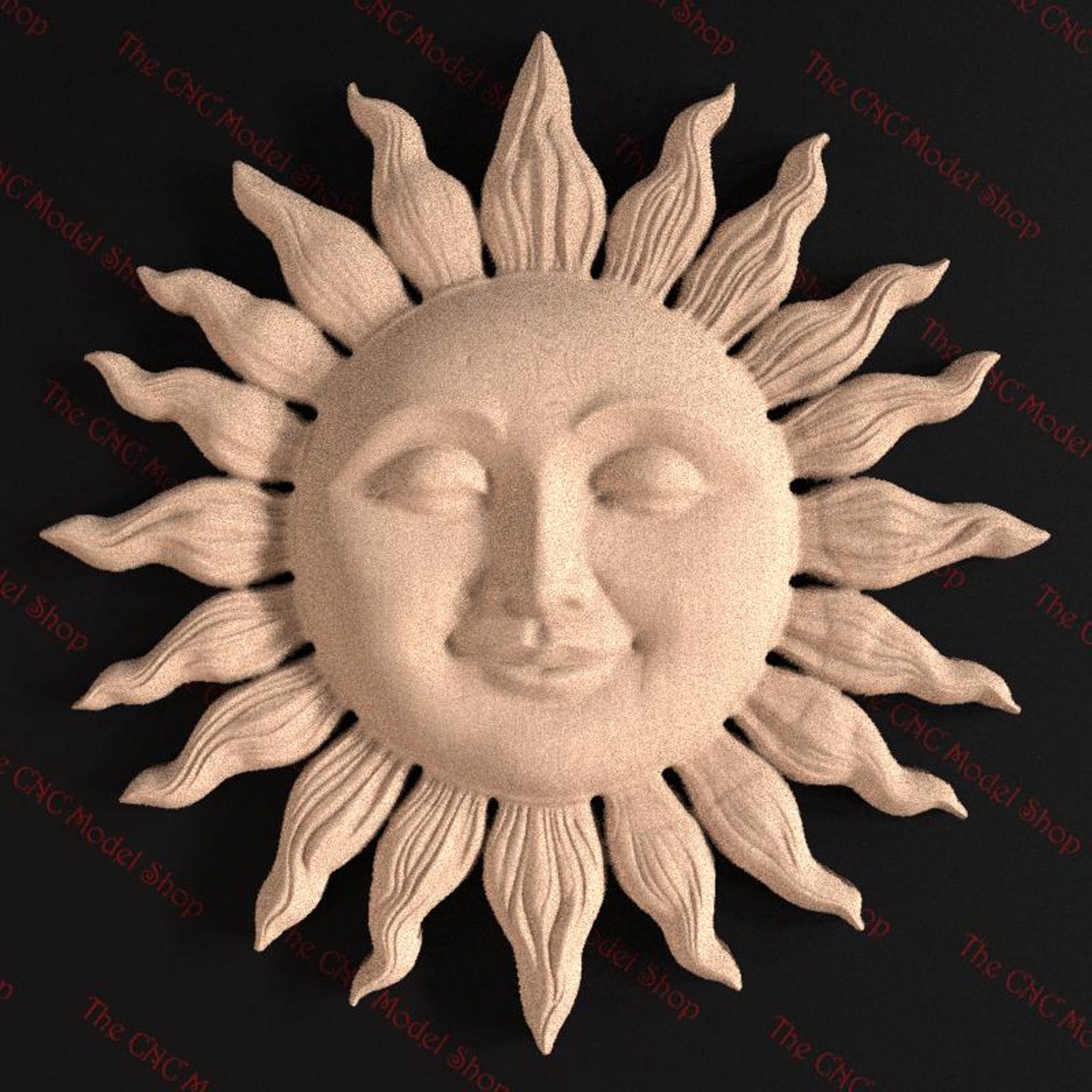 Smiling Sun Face 3D STL Relief File for CNC Router Carving or 3D Resin ...