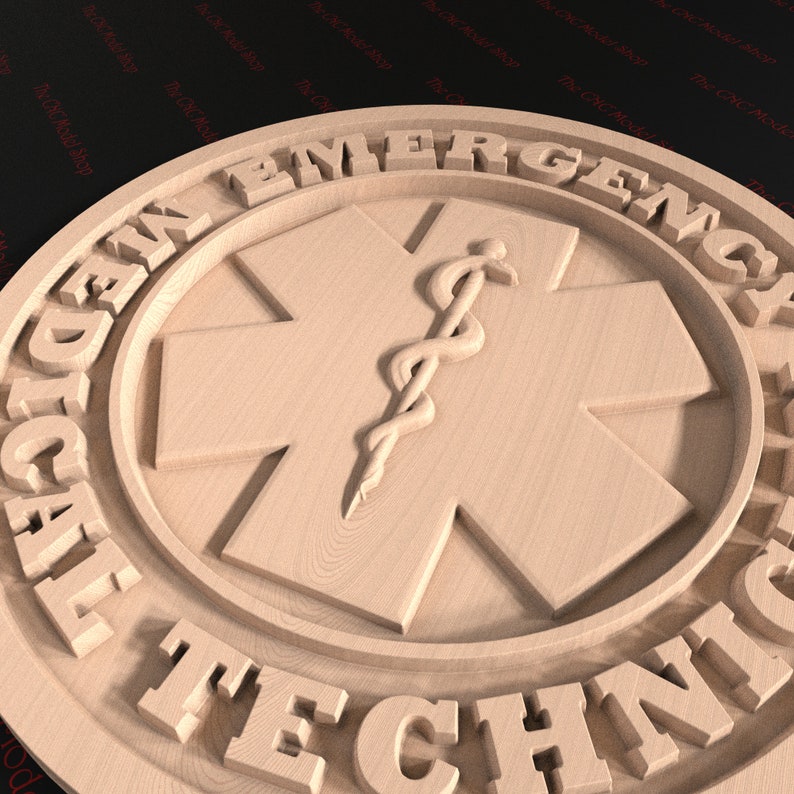 EMT Sign 3d .stl Relief CNC Router File for Cnc Carving - Etsy