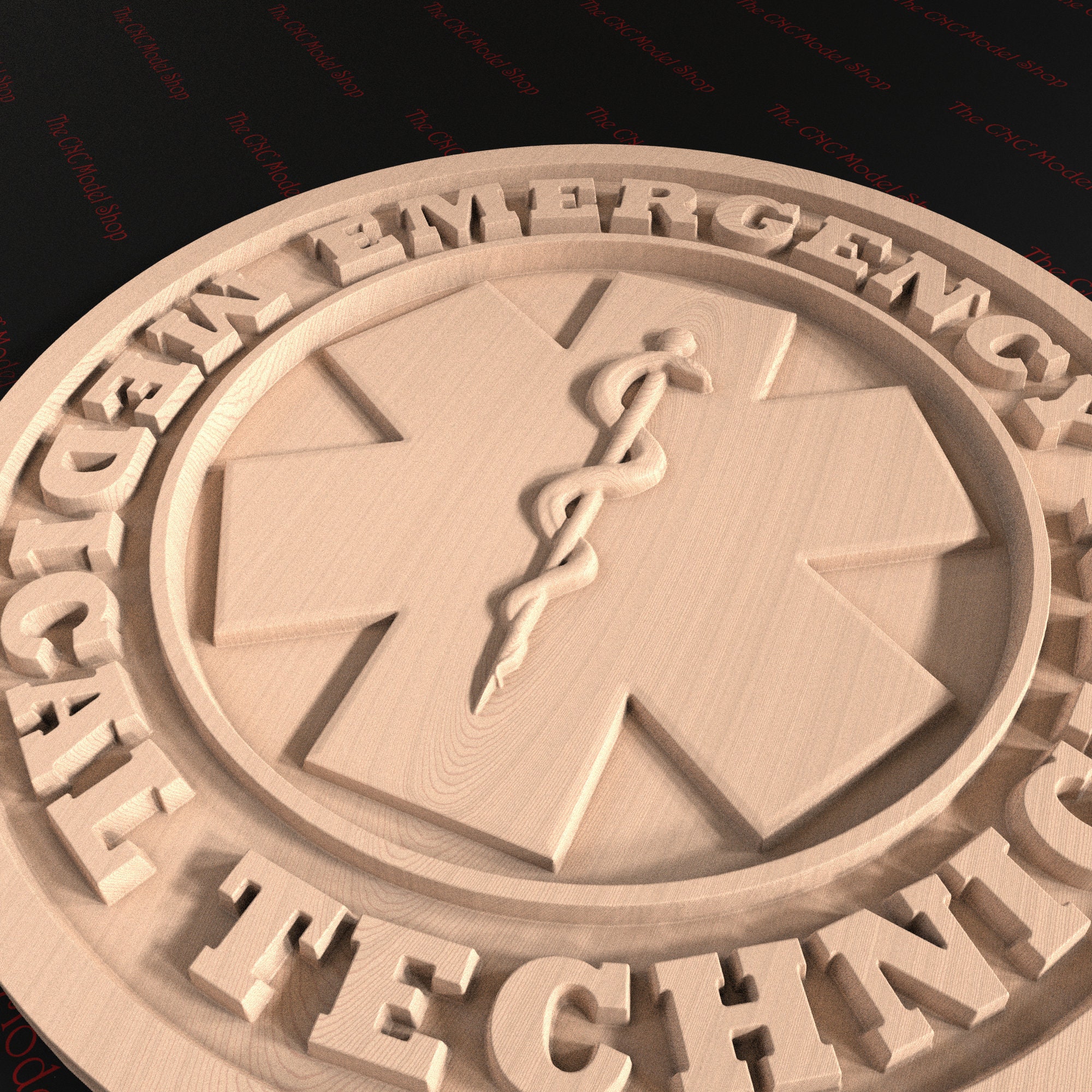 EMT Sign, 3d .stl Relief CNC Router File for Cnc Carving, Engraving or ...