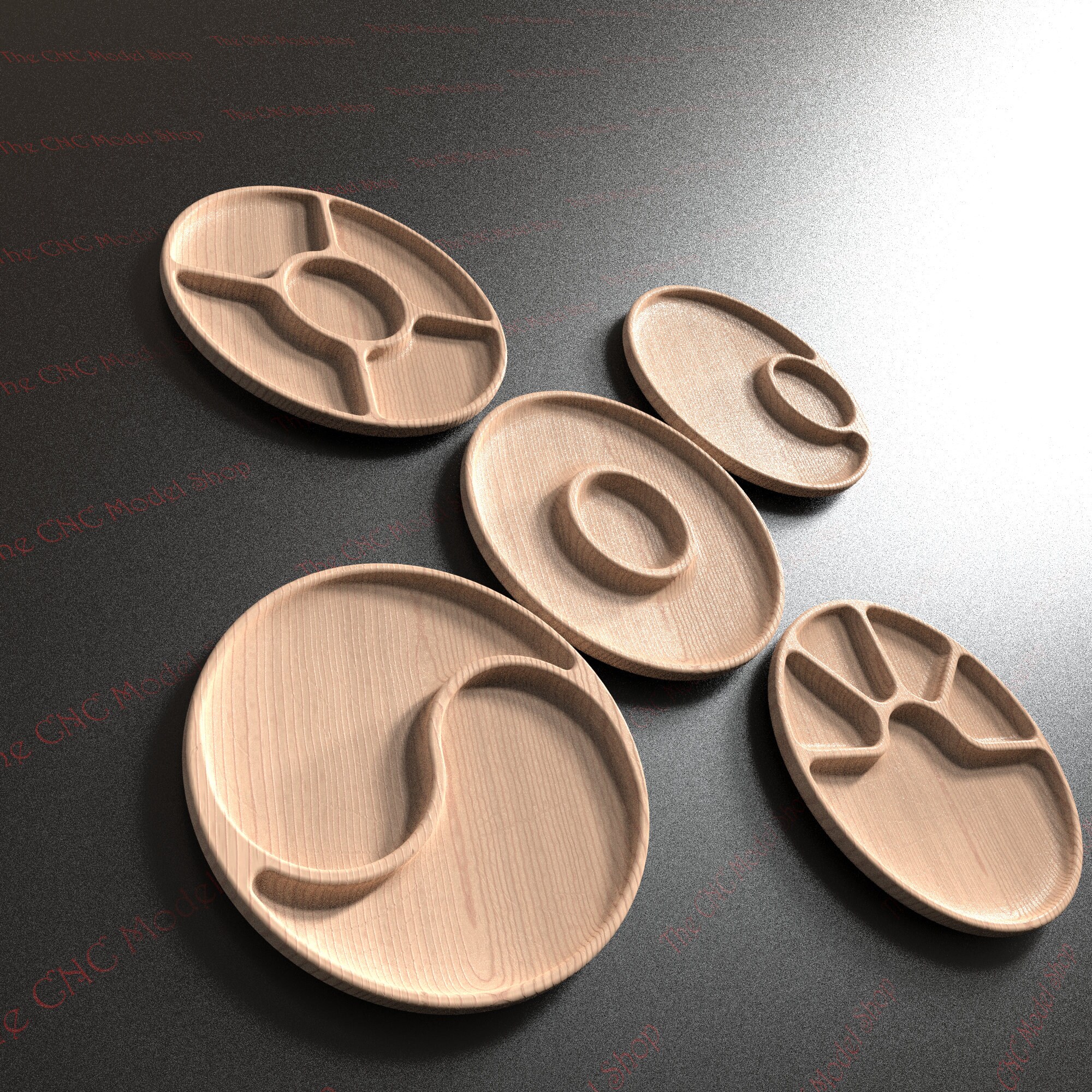 5 Pcs. 3D STL File of Circular Trays Pack #1 for CNC Router Carving - Etsy