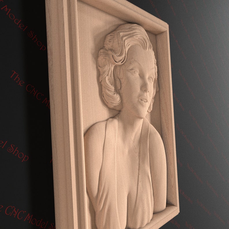 3d STL Relief File File of a Portrait of Marilyn for CNC - Etsy