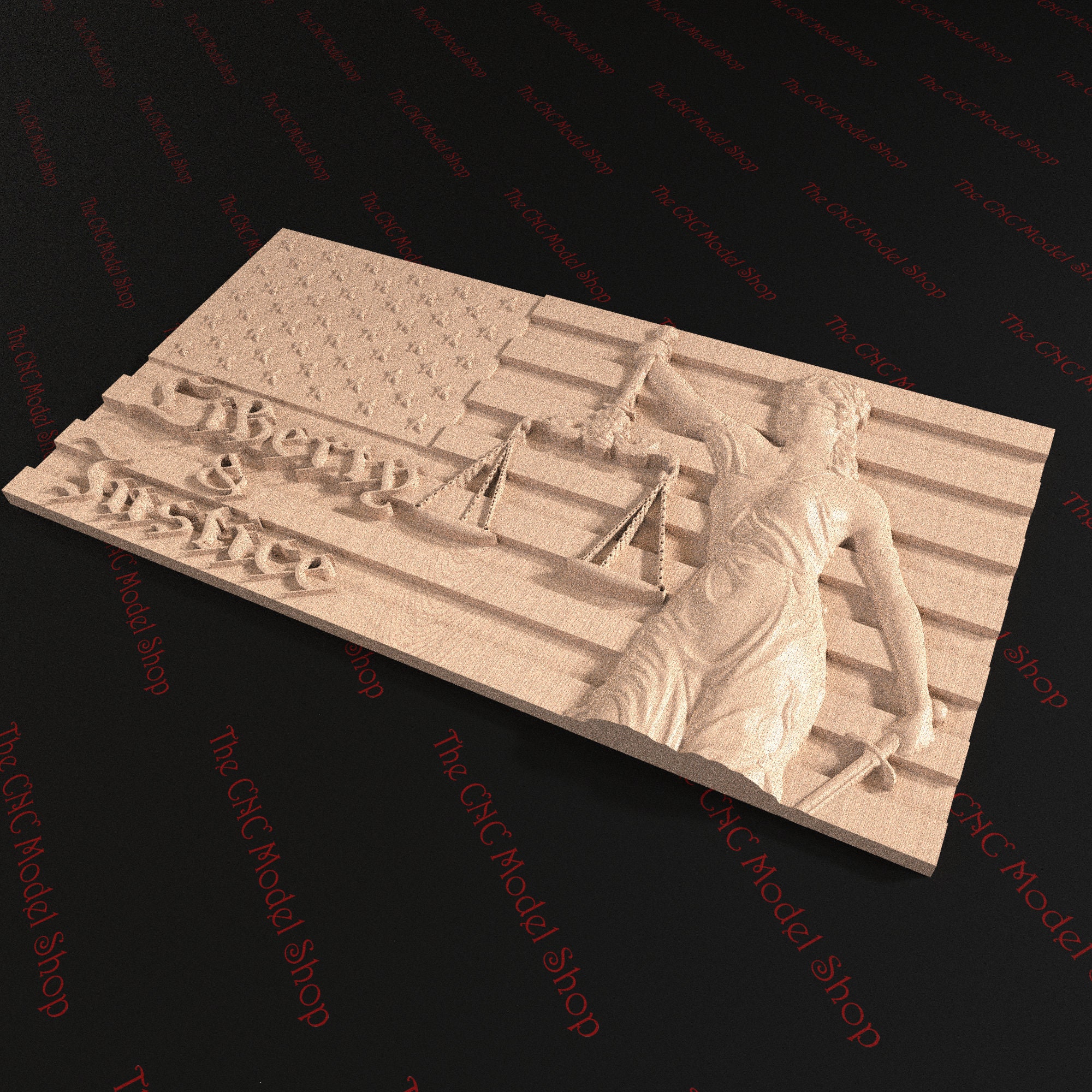 2 Pcs. 3D Relief STL File of the American Flag With Lady - Etsy