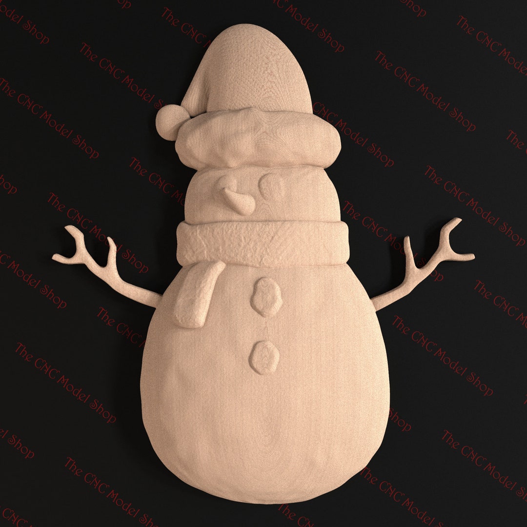 3D STL Relief File of a Christmas Holiday Snowman Character for CNC ...