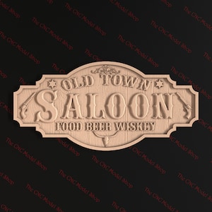 Old Town Saloon Sign, 3D Relief STL File for CNC Router Carving - Etsy
