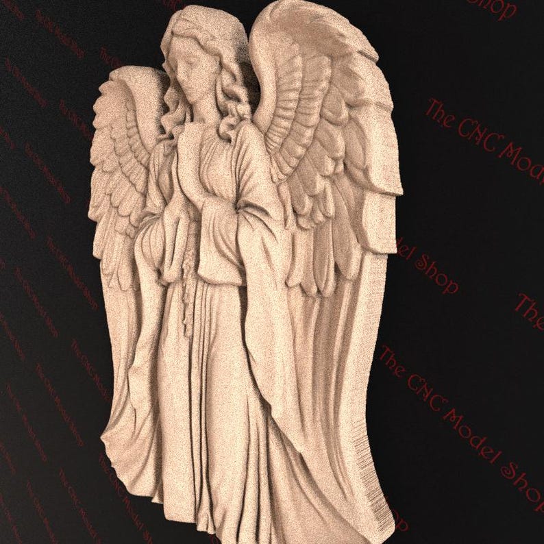 Praying Angel 3D Relief STL File for CNC Router Carving or 3D Resin ...