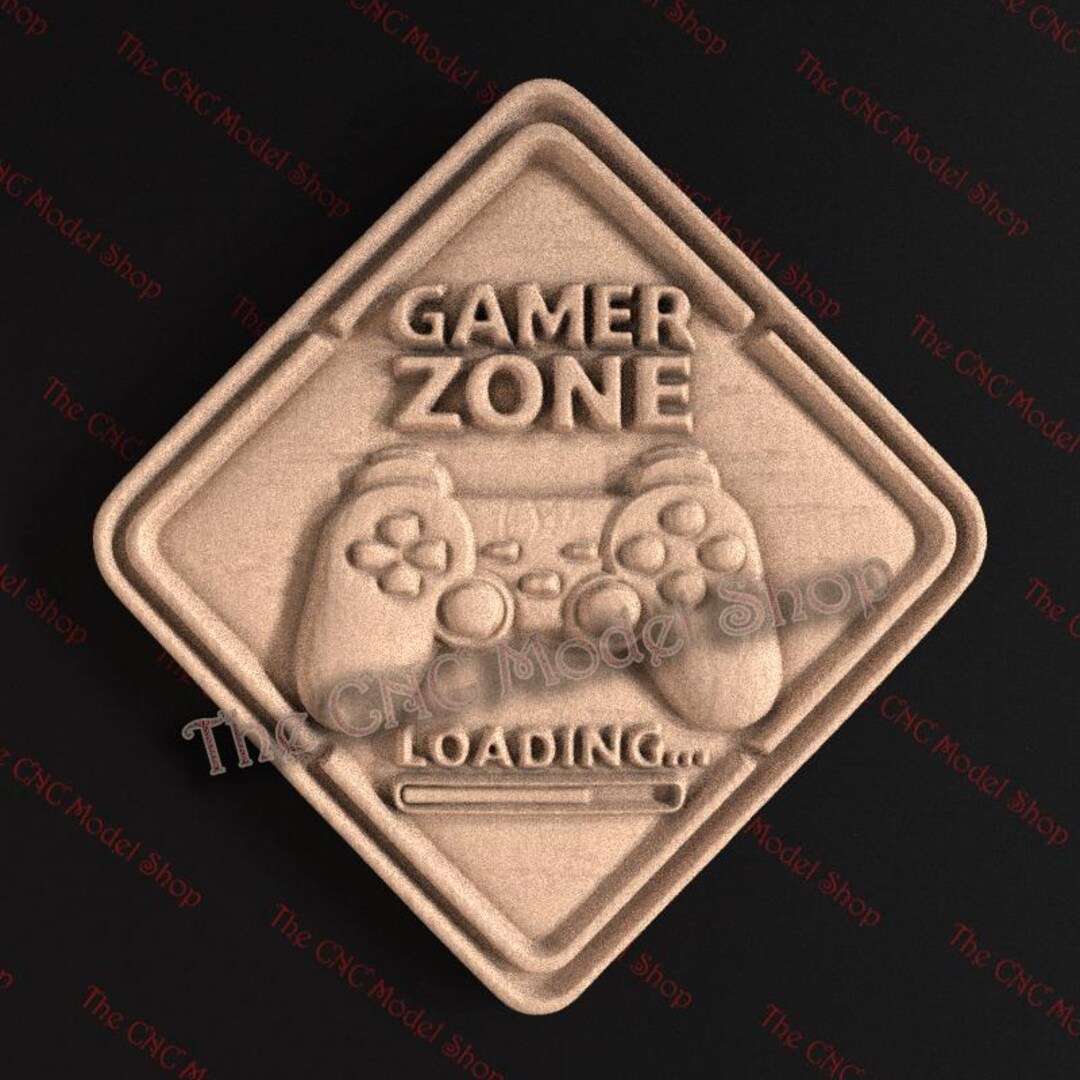 Gamer Zone Loading Sign 3D Relief STL File for CNC Router Carving or 3D ...