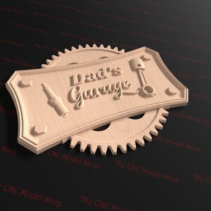 3 Pcs. 3D Relief STL File of a Customizable Dad's Garage Sign for CNC ...