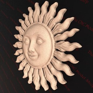 Smiling Sun Face 3D Relief STL File for CNC Router Carving or 3D Resin ...