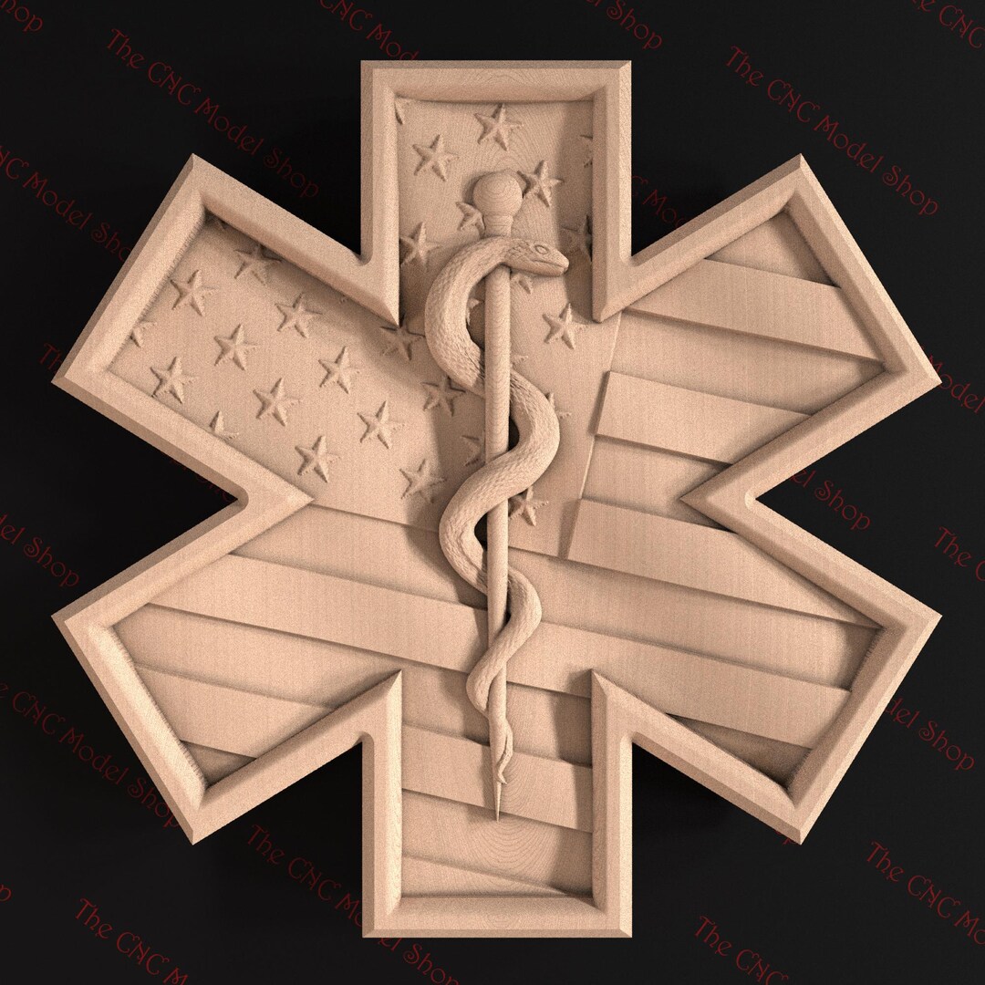 3d Relief STL File of a Patriotic Medical Symbol Wall Art Plaque for ...