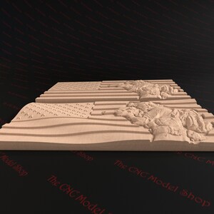 2 Pcs. 3D STL CNC Router File of the American Flag With Soldier for CNC ...