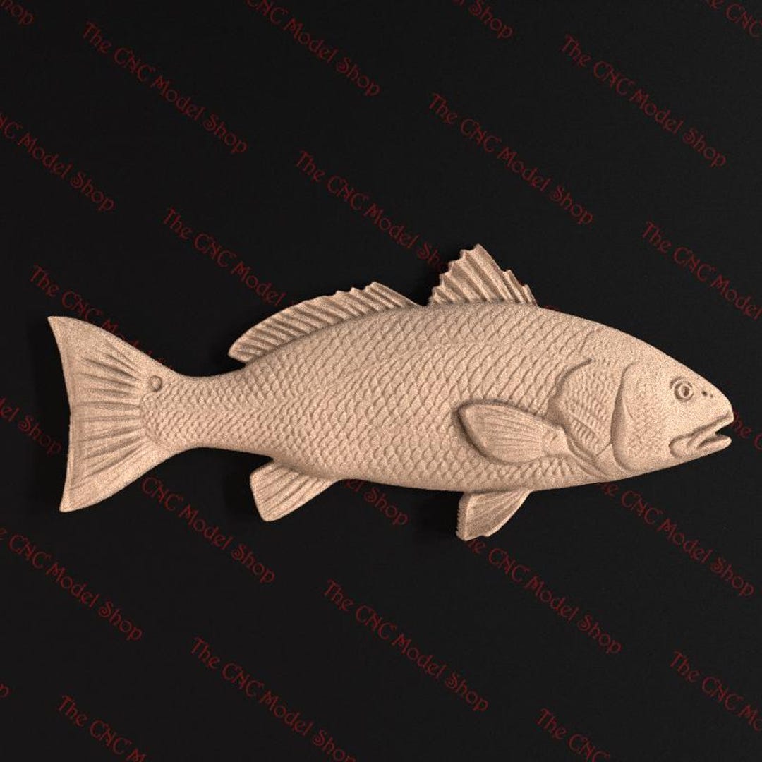 Realistic Redfish 3D Relief STL File for CNC Router Carving or 3D Resin ...