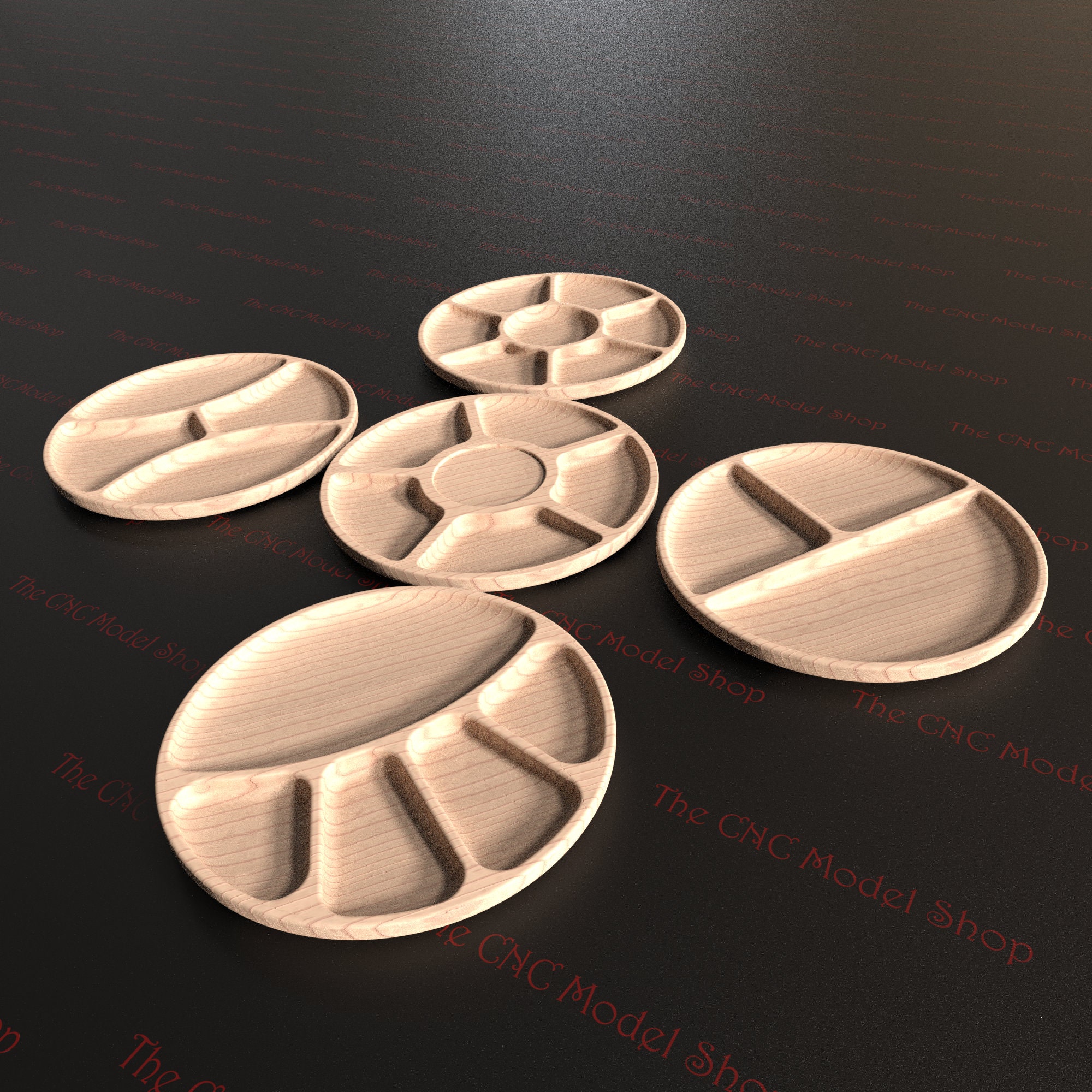 5 Pcs. 3D STL File of Circular Tray Pack 2 for CNC Router - Etsy