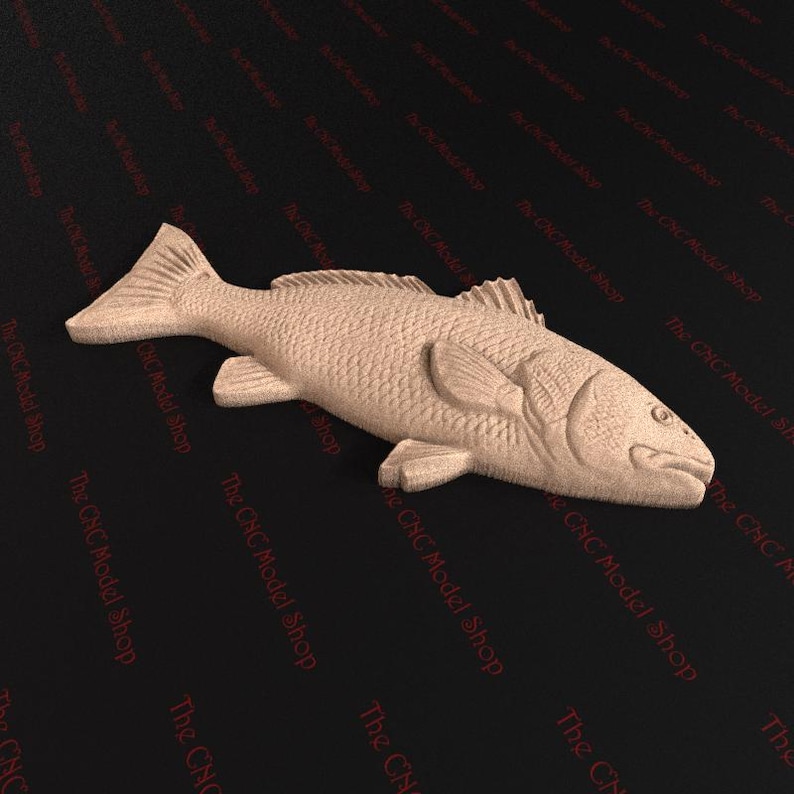 Realistic Redfish 3D Relief STL File for CNC Router Carving or 3D Resin ...