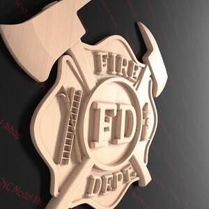Fire Department Emblem, 3d .stl Relief CNC Router File for Cnc Carving ...
