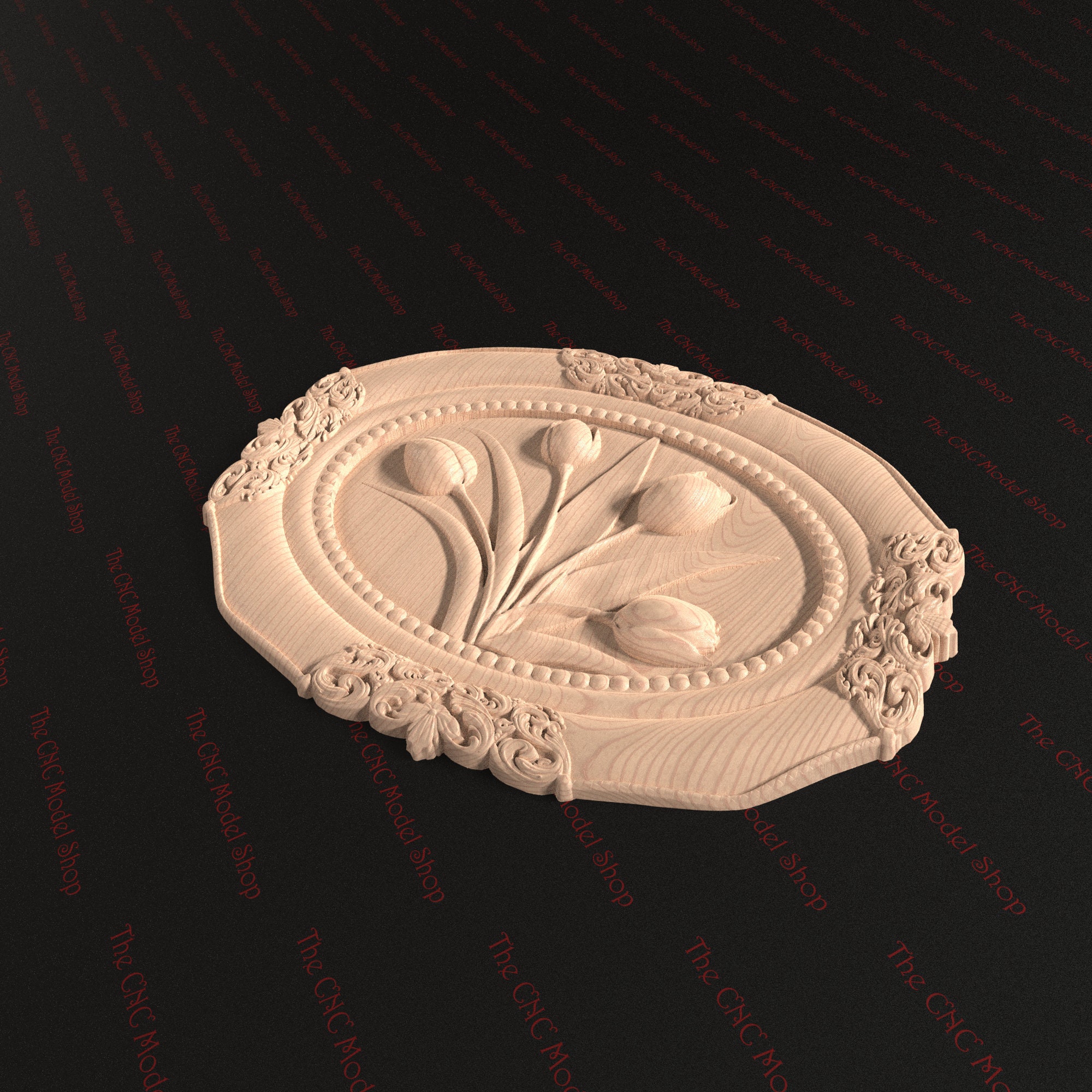 3D STL Relief File of a Floral Design in Frame for CNC Router - Etsy