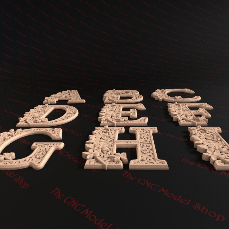26 Pcs. 3D STL Relief File for Cnc of All Letters in the English ...