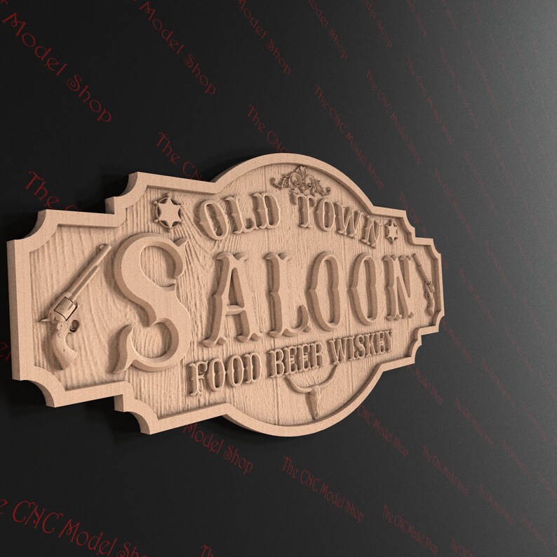 Old Town Saloon Sign, 3D Relief STL File for CNC Router Carving - Etsy