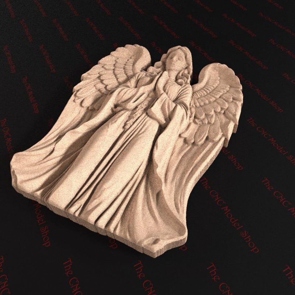 Praying Angel 3D Relief STL File for CNC Router Carving or 3D Resin ...