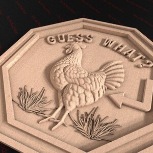 Funny Chicken Sign 3D Relief STL File for CNC Router Carving or 3D ...