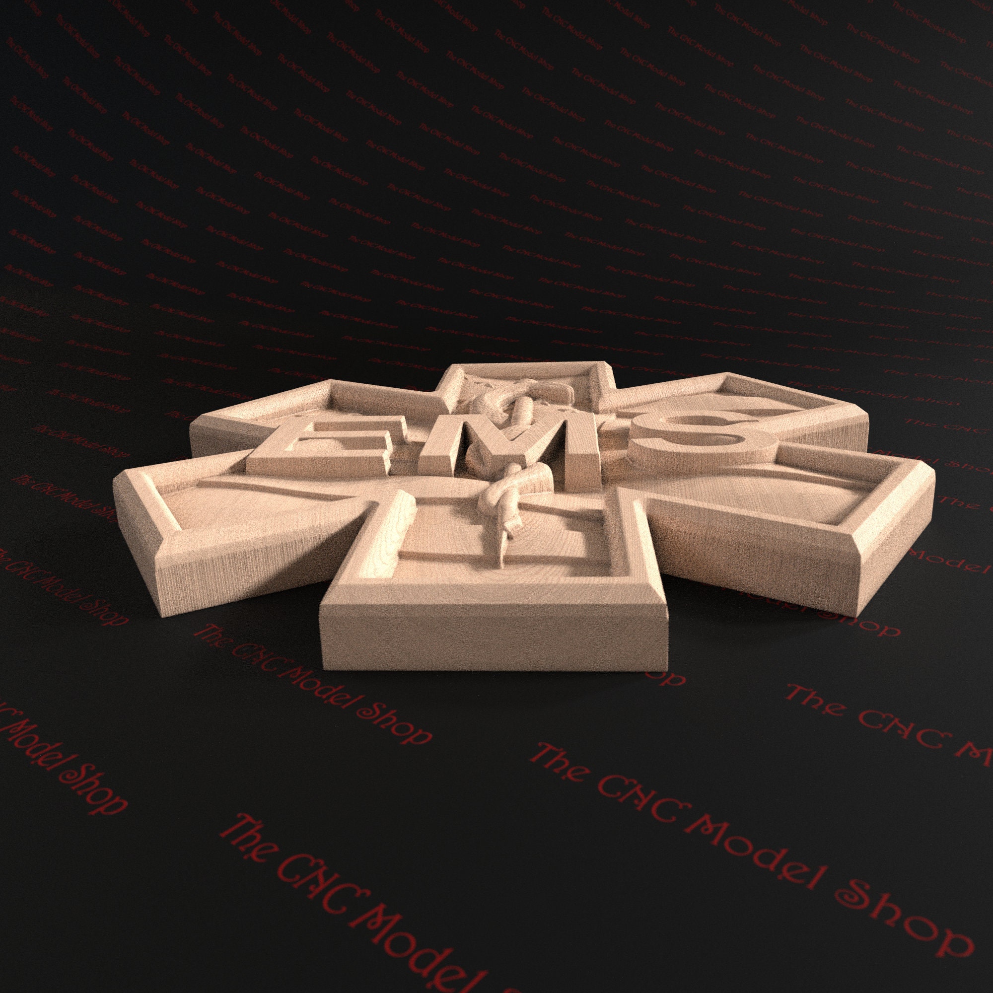 EMS Sign With US Flag 3d Relief STL File for Cnc Router - Etsy