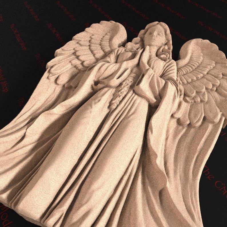 Praying Angel 3D Relief STL File for CNC Router Carving or 3D Resin ...