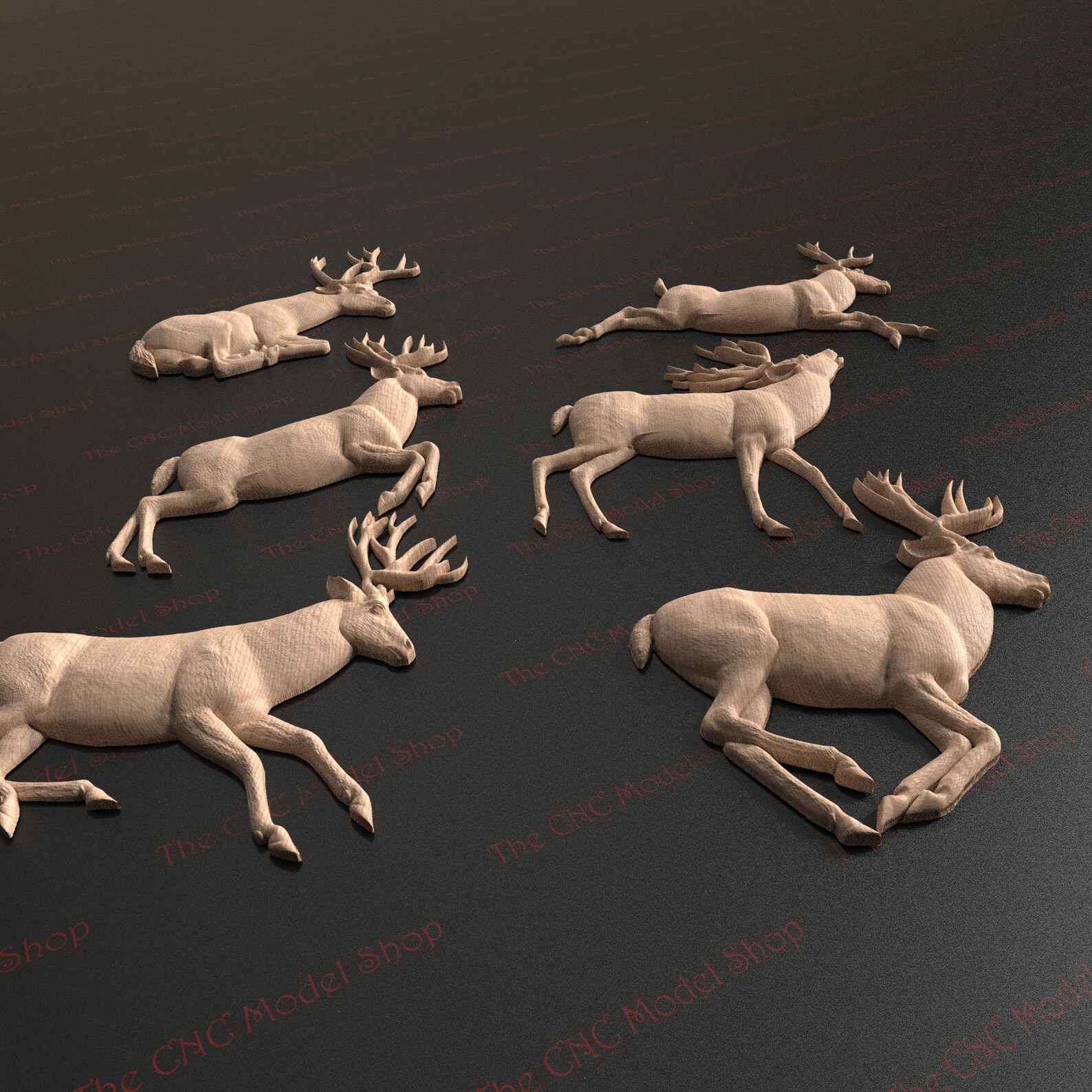6 Pcs, 3D Relief STL Files of a Deer (deer Pack 2) for CNC Carving - Etsy