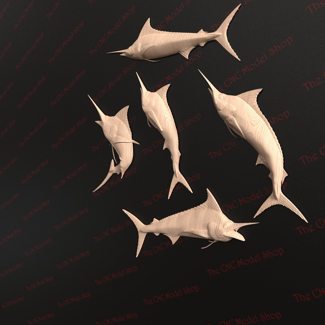10 Pcs, 3D Relief STL Files of a Marlin - Etsy