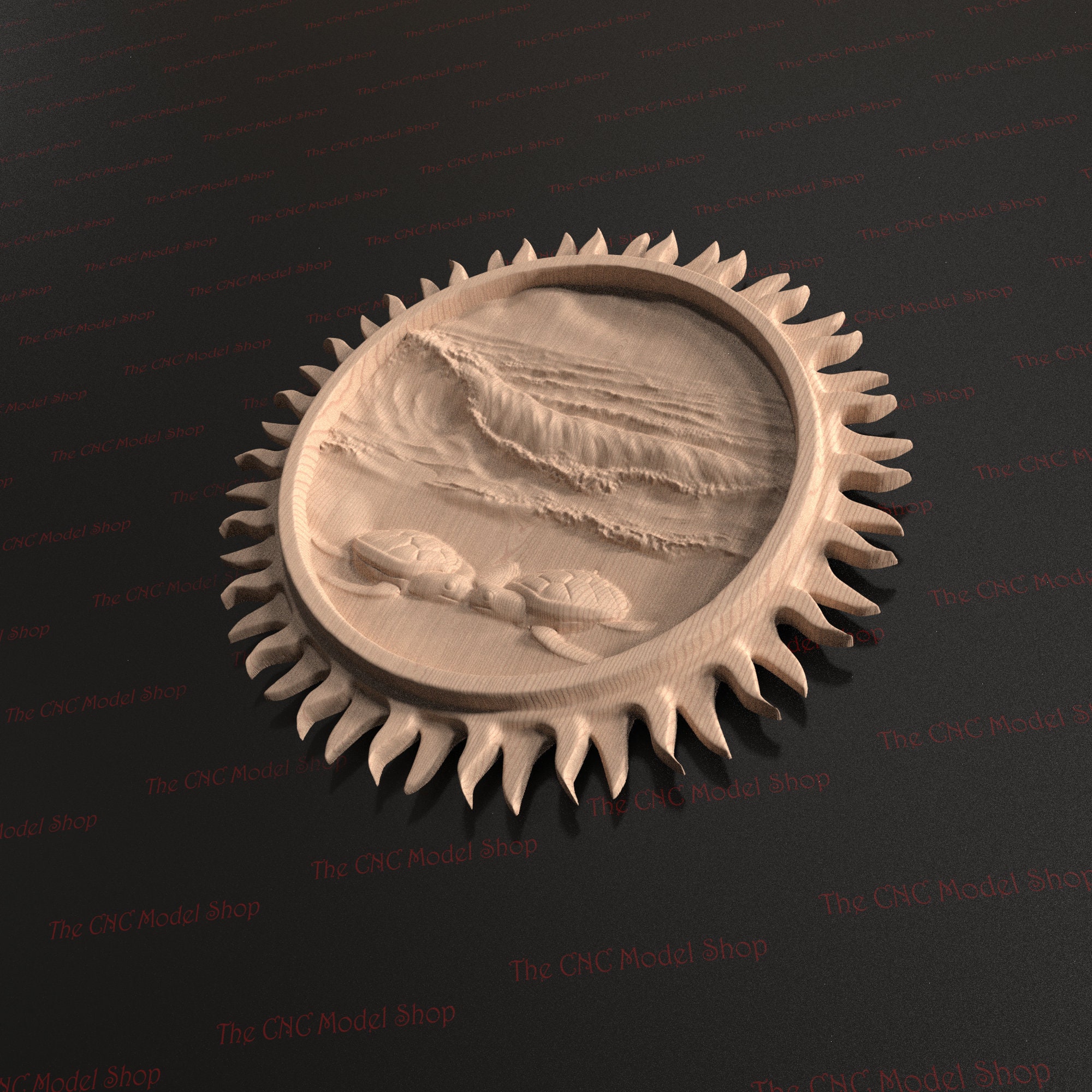 3D STL File of Two Sea Turtles in the Sun for CNC Relief Carving or 3D ...