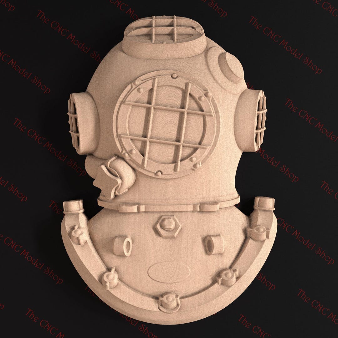 Nautical, Diver's Helmet, 3d STL Relief File for CNC Router Carving ...