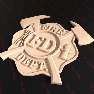 Fire Department Emblem, 3d .stl Relief CNC Router File for Cnc Carving ...