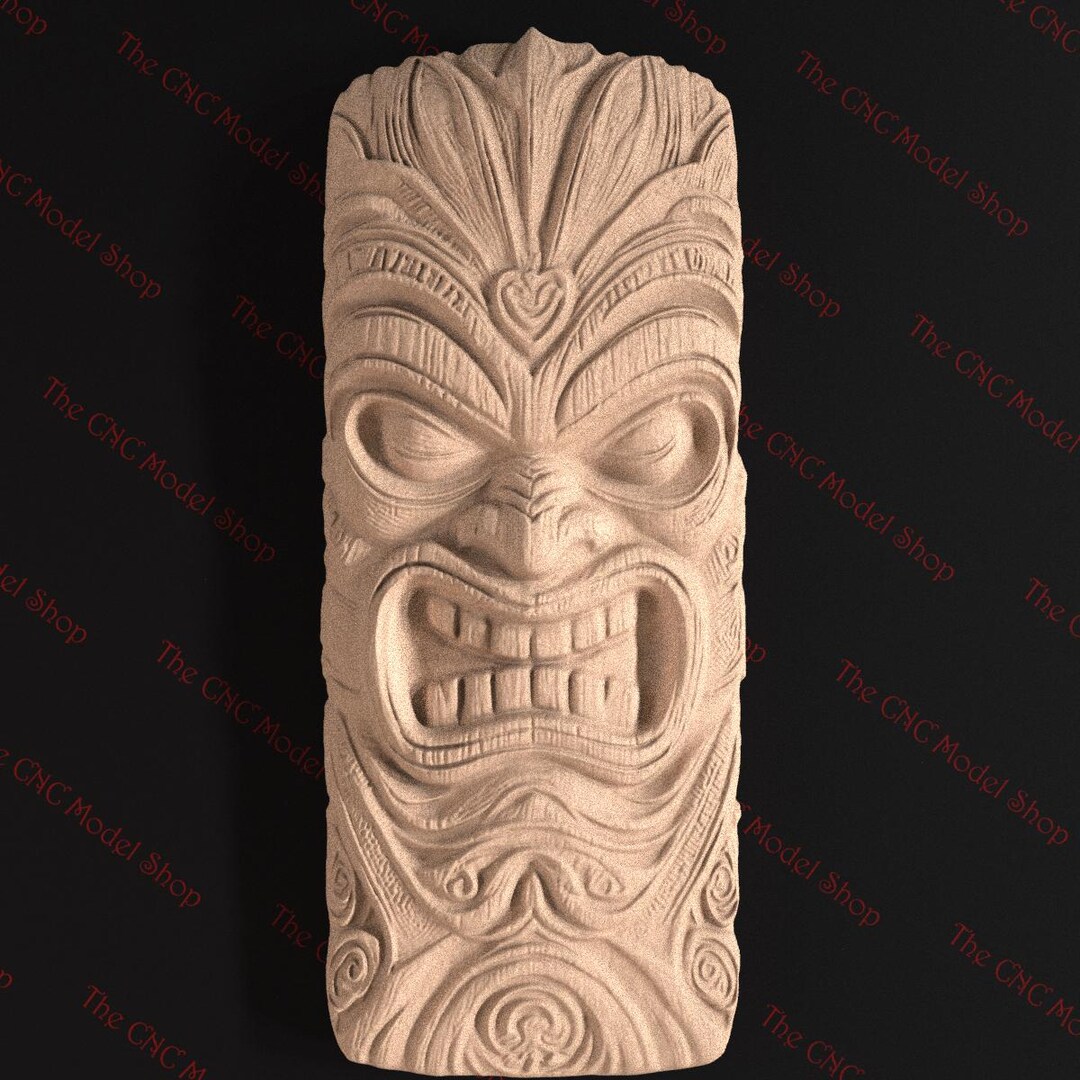 Tiki Mask 3D Relief File for CNC Router Carving or 3D Resin Printing ...